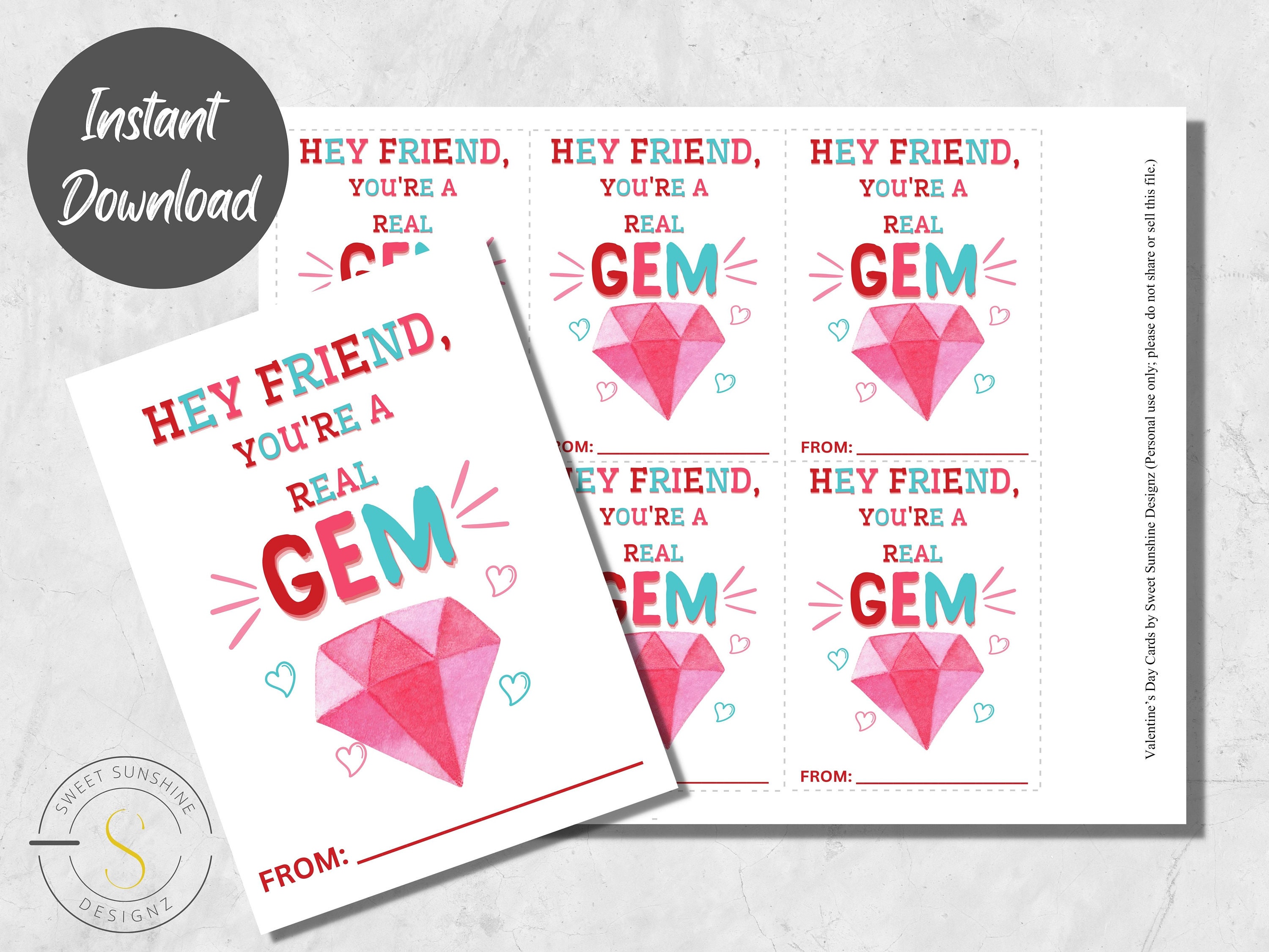 PRINTABLE Valentine Card, Ring Pop Valentine Card, Valentine Tag ...