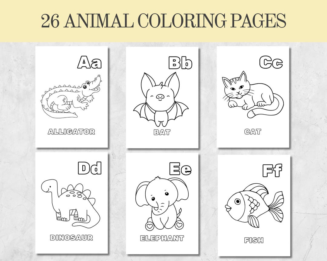 Animal ABC Coloring Pages: Jumbo Printable Sheets (digital Download) - Etsy