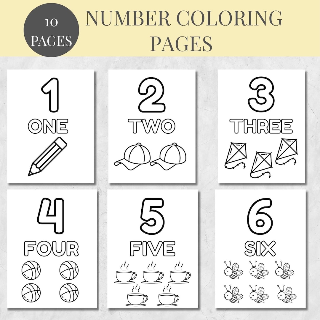 Number Coloring Pages (1-10) Printable Preschool, Kindergarten ...