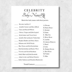 Baby Shower Game Celebrity Baby Shower Game, Minimalist Baby Shower ...