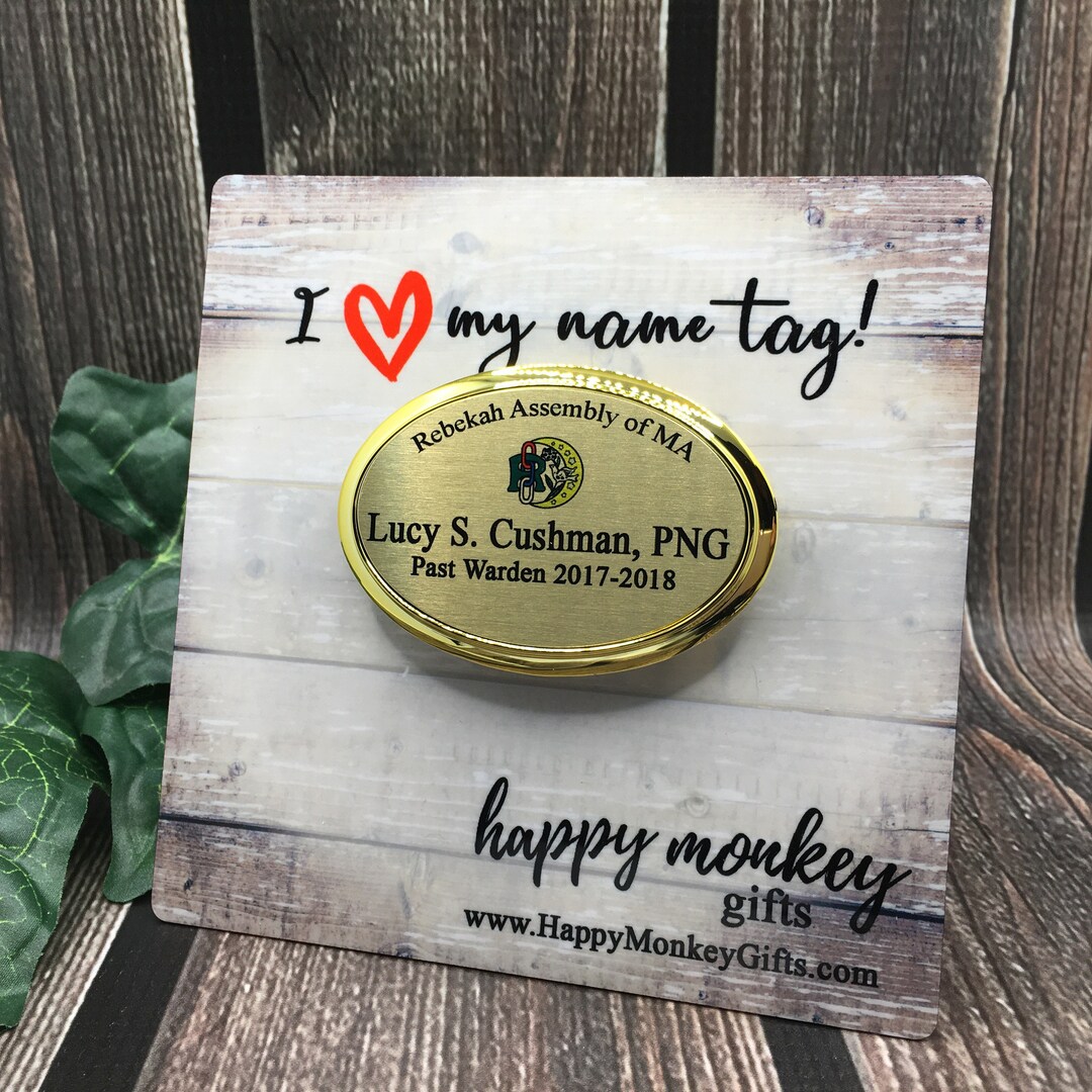 Oval Gold Name Tag: Personalized Plastic Badge With Magnet - Etsy