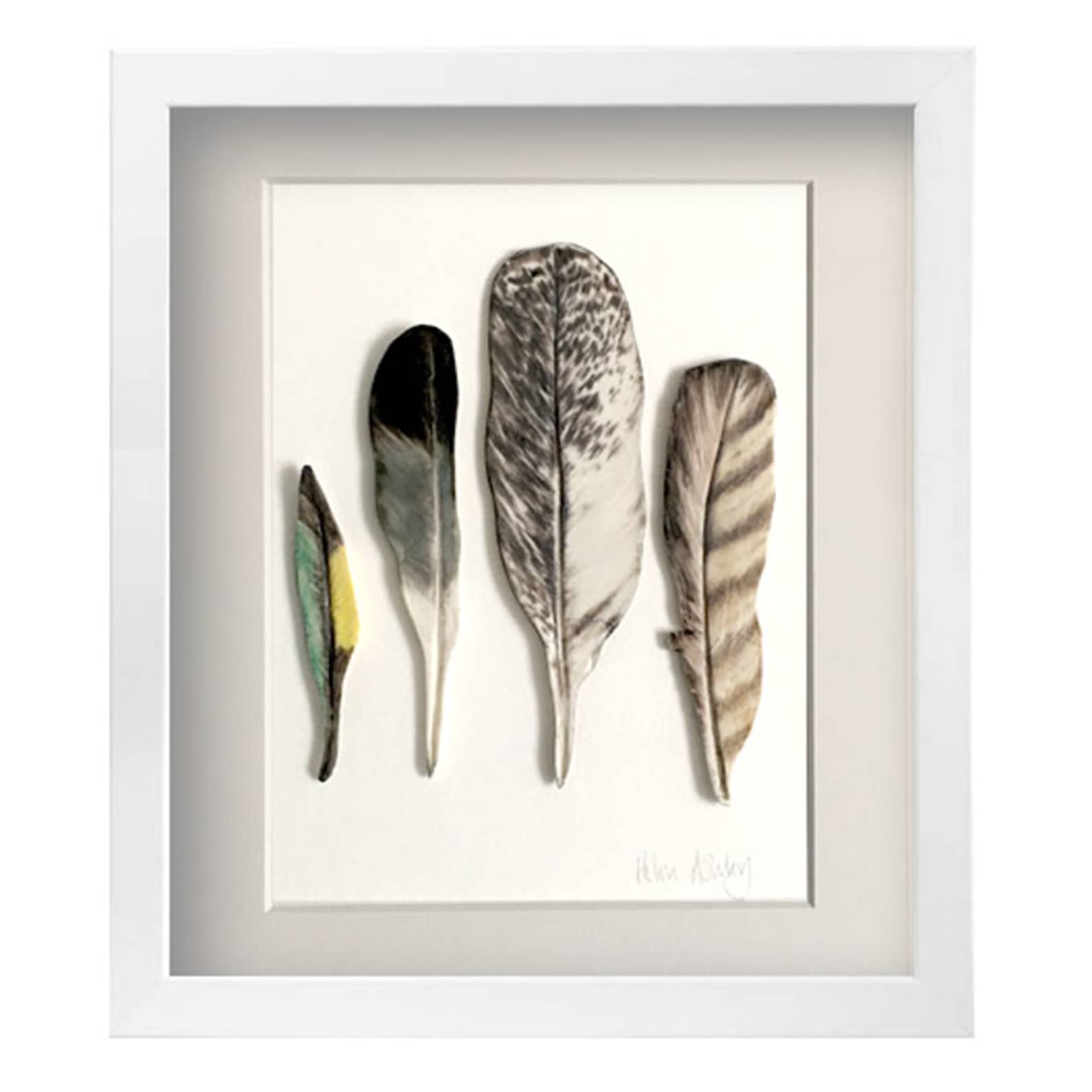Porcelain Feather Painting, Handmade Framed Feather Sculpture ...