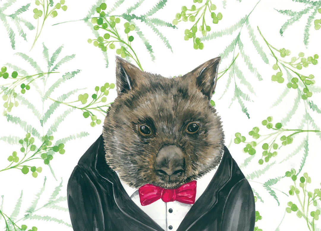 A3 Willy Wombat, Wombat Art Print, Australian Art, Native Animal Art ...