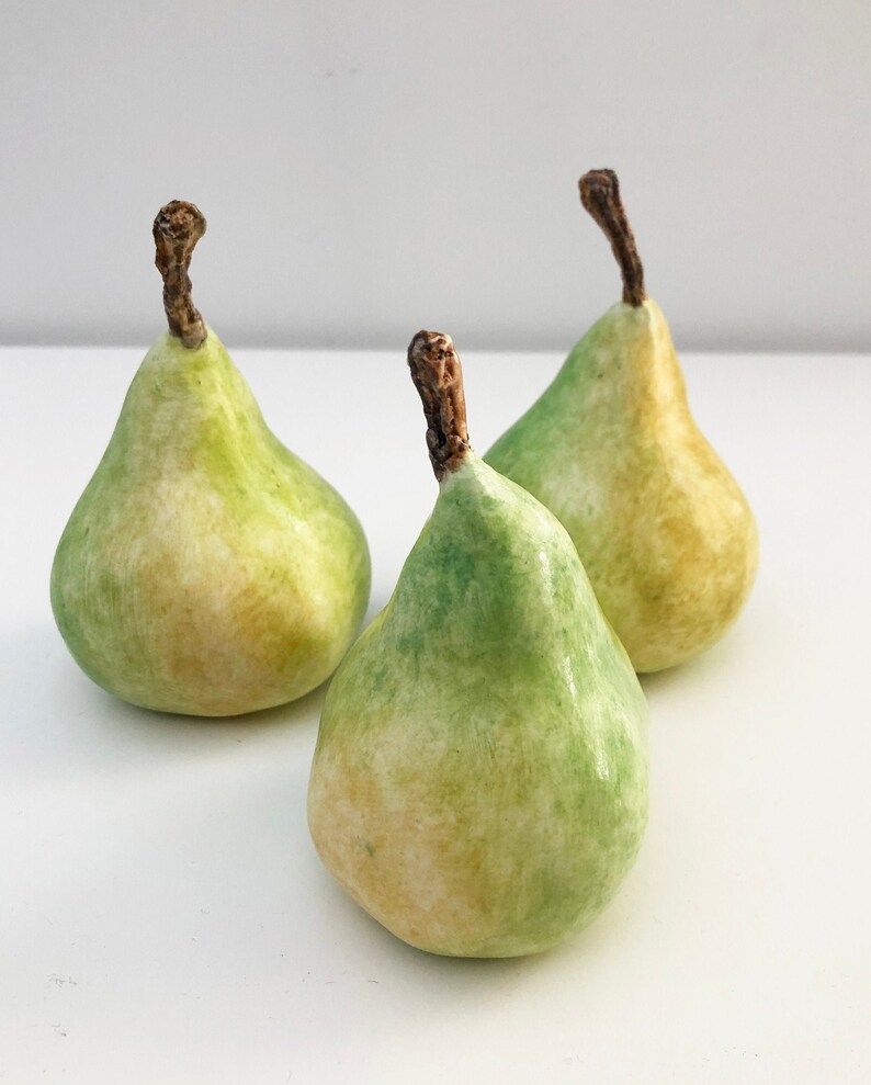 Pear Sculptures Porcelain Pears Pear Trio Ceramic Pears | Etsy