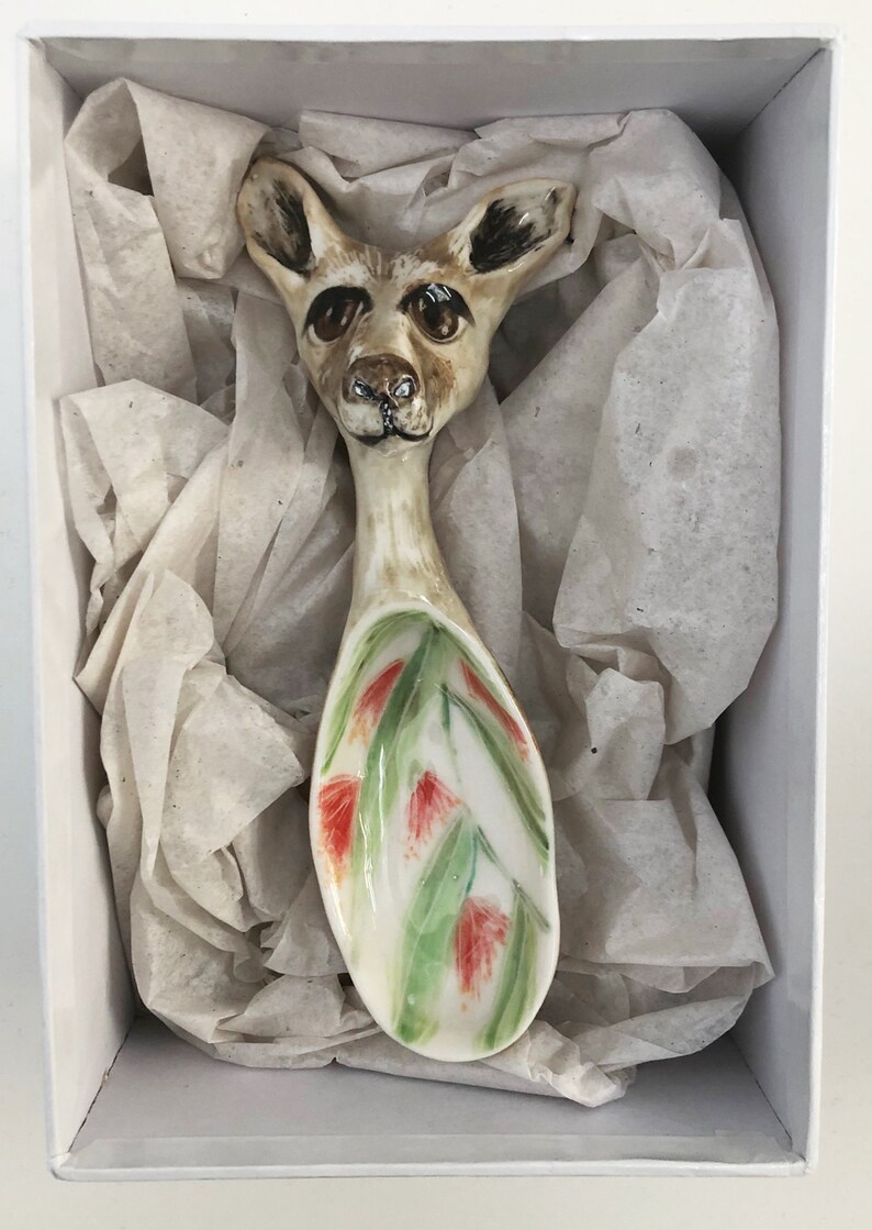 Kangaroo Spoon, Porcelain Sculpture Spoon, Australian Porcelain Spoon ...