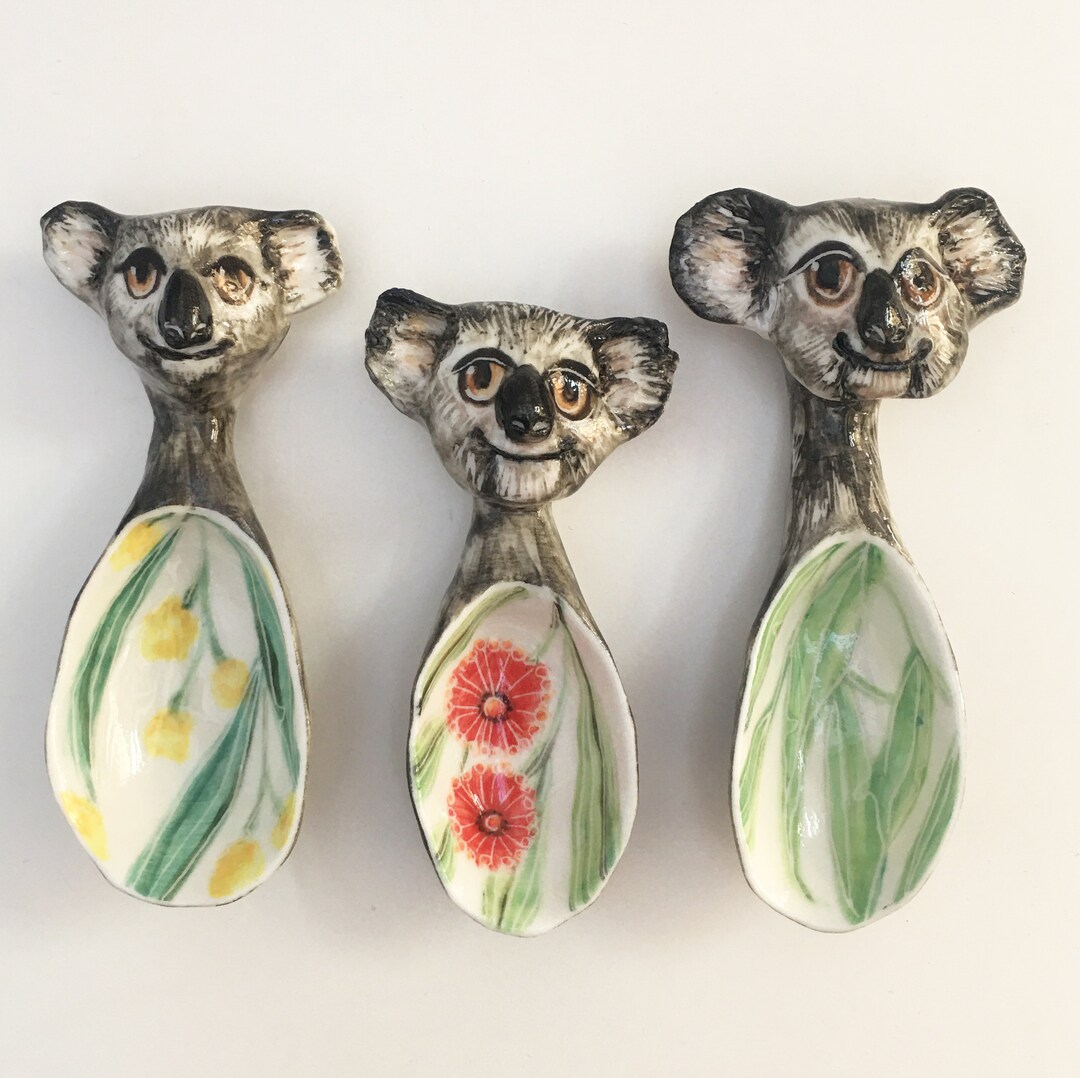Koala Spoon, Porcelain Sculpture Spoon, Australian Porcelain Spoon ...