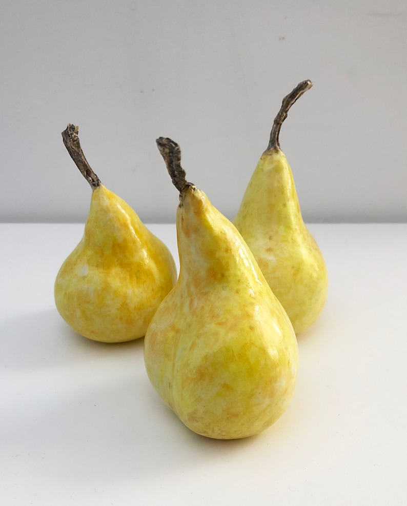 Pear Sculptures Porcelain Pears Pear Trio Ceramic Pears | Etsy