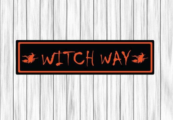 Witch Way Sign Aluminum Halloween Sign Decor by Decaltheory - Etsy