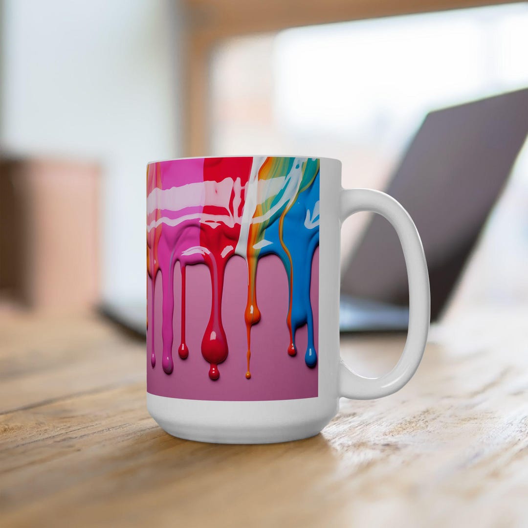 Dripping Paint Ceramic Mug, Unique Coffee Cup Gift, Artistic Pottery ...
