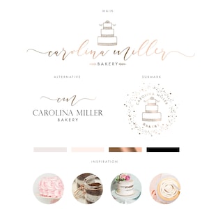 Logo Design, Rose Gold Cake Logo, Bakery Logo, Cake Logo Design ...