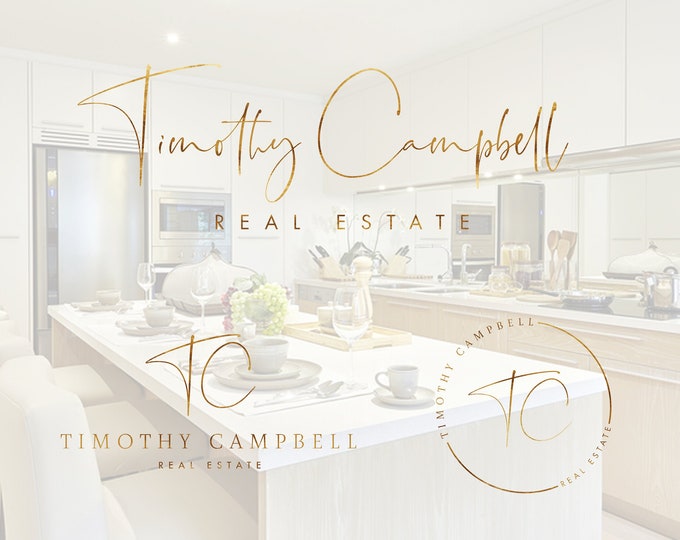 Premade Logo Design, Gold Golden Realtor Logo Set, Realty Logo Design ...