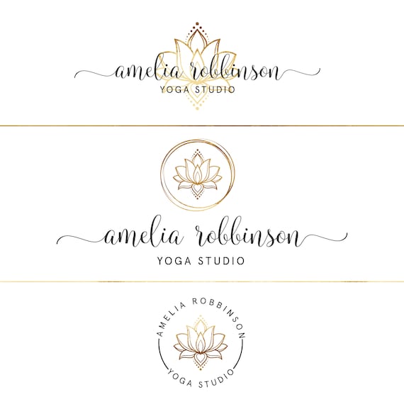 Gold Yoga Logo Lotus Logo Watermark Mandala Logo Custom | Etsy