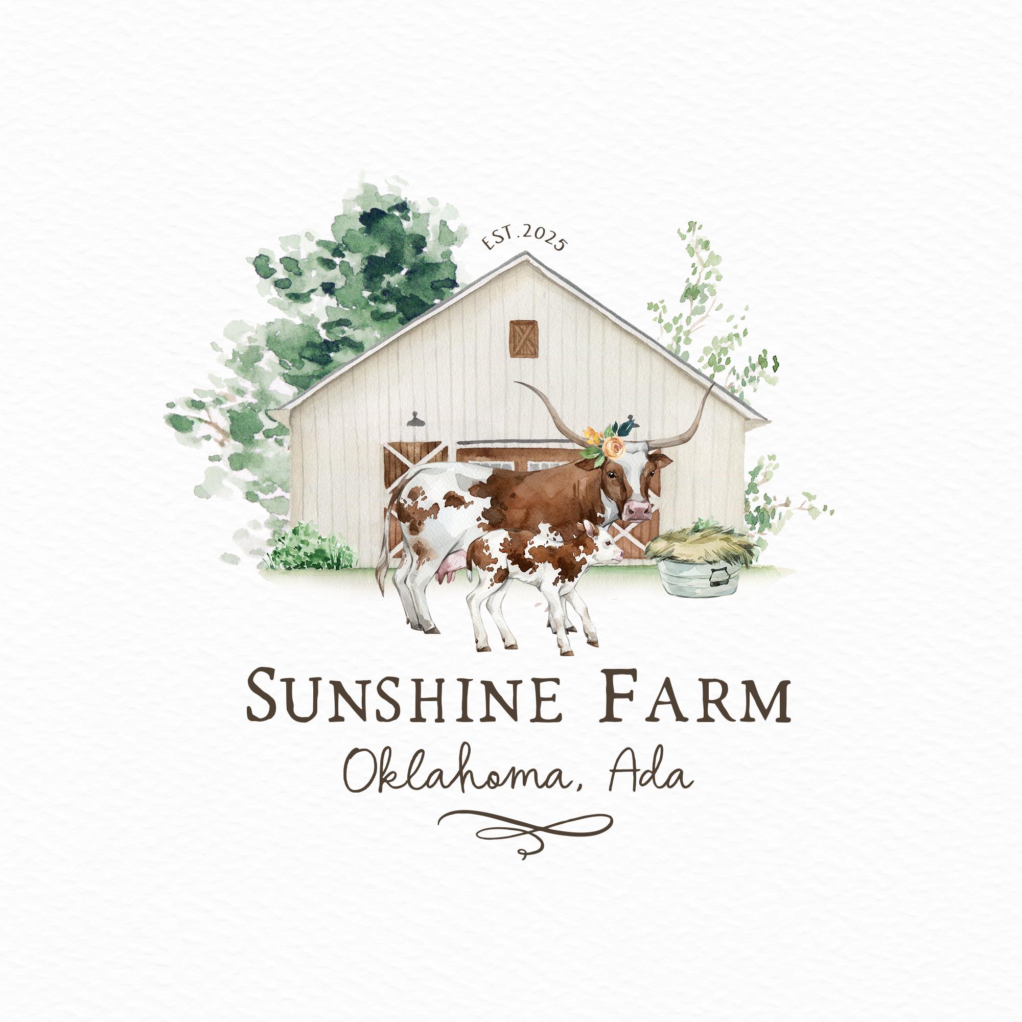 Custom Logo Farm Logo, Homestead Watercolor Logo, Chicken Logo, Farm ...