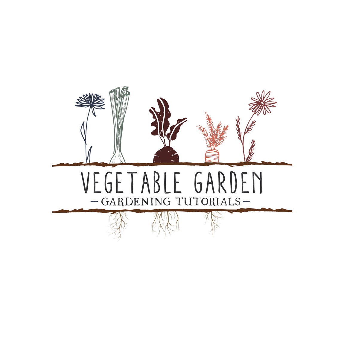 Premade Vegetables Garden Logo / Cooking Logo / Flower Veggies - Etsy