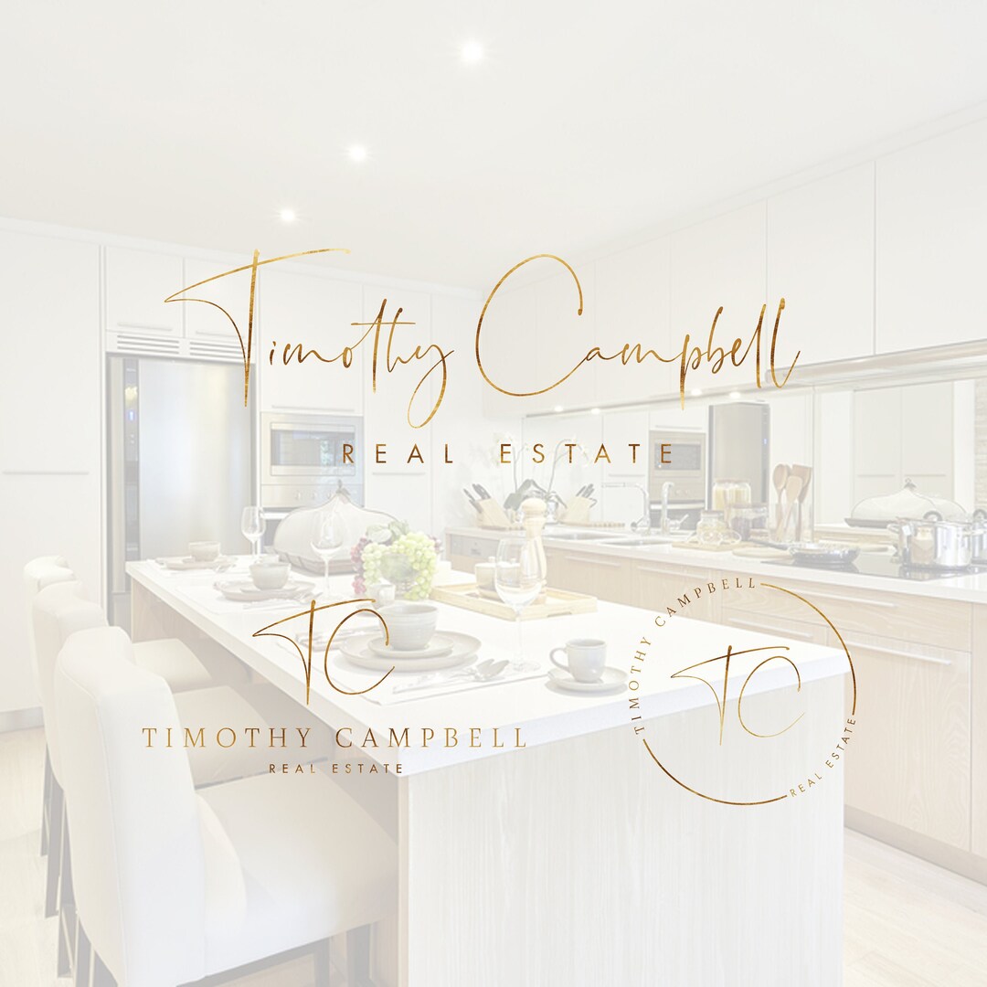 Premade Logo Design, Gold Golden Realtor Logo Set, Realty Logo Design ...