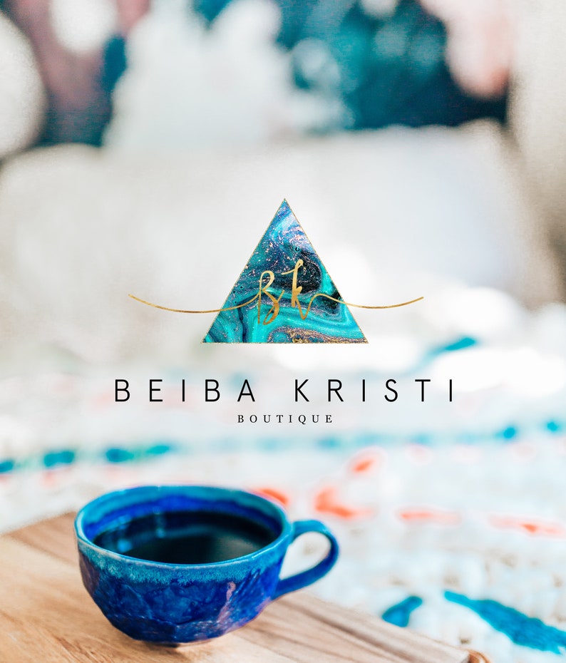 Gold Photography Luxe Faux Triangle Geode Calligraphy Logo - Etsy