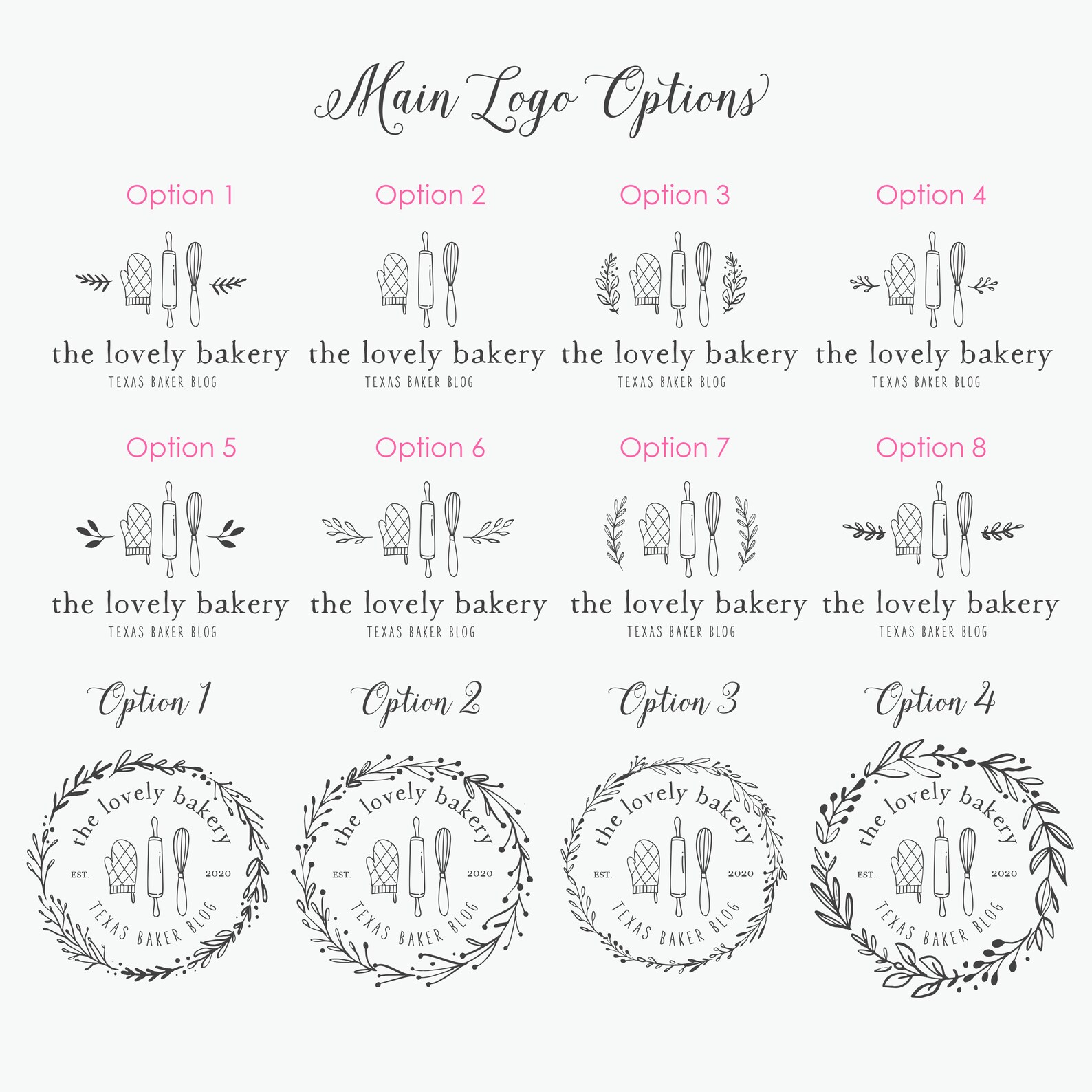 Premade Logo Design,whisk Wooden Spoon Rolling Pin Bakery Baker Leaves ...