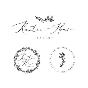 Premade Logo Design, Bakery Rustic Logo and Watermark, Logo Set, Brand ...