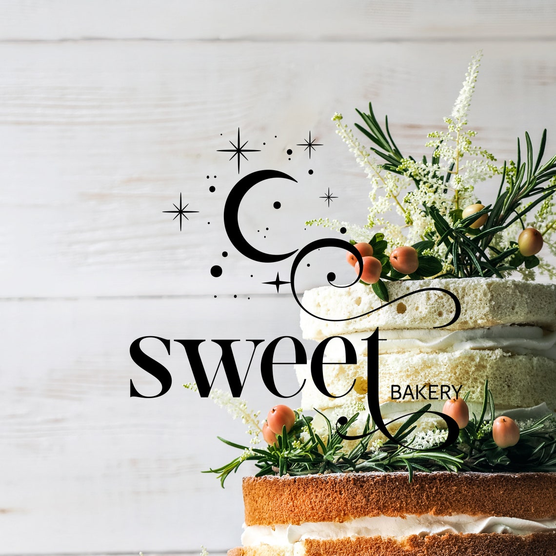 Logo Design Rose Gold Cake Logo Bakery Logo Cake Logo - Etsy