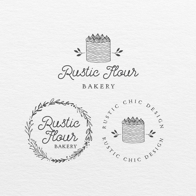Premade Logo Design Bakery Rustic Logo and Watermark Logo - Etsy
