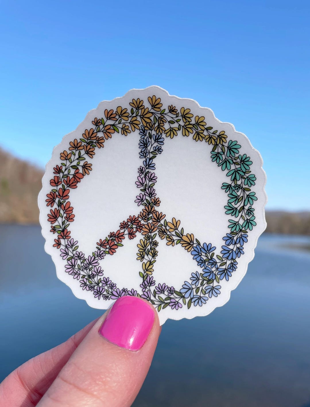 PEACE SIGN STICKER, Rainbow Peace Sign, Stanley Sticker, Rainbow Art ...
