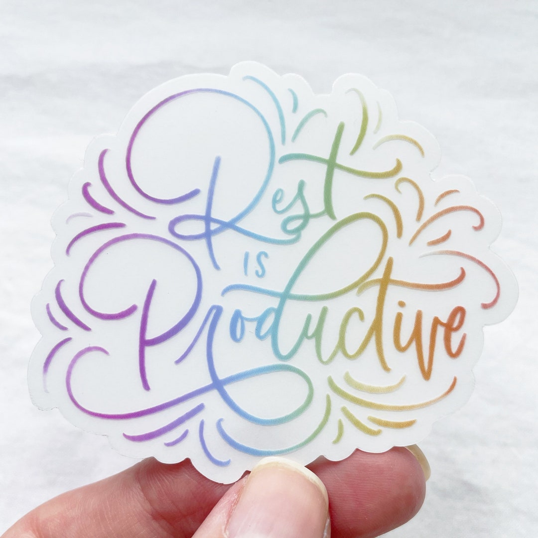 Rest is Productive Sticker, Rainbow Hand Lettering, Clear Vinyl, Kindle ...