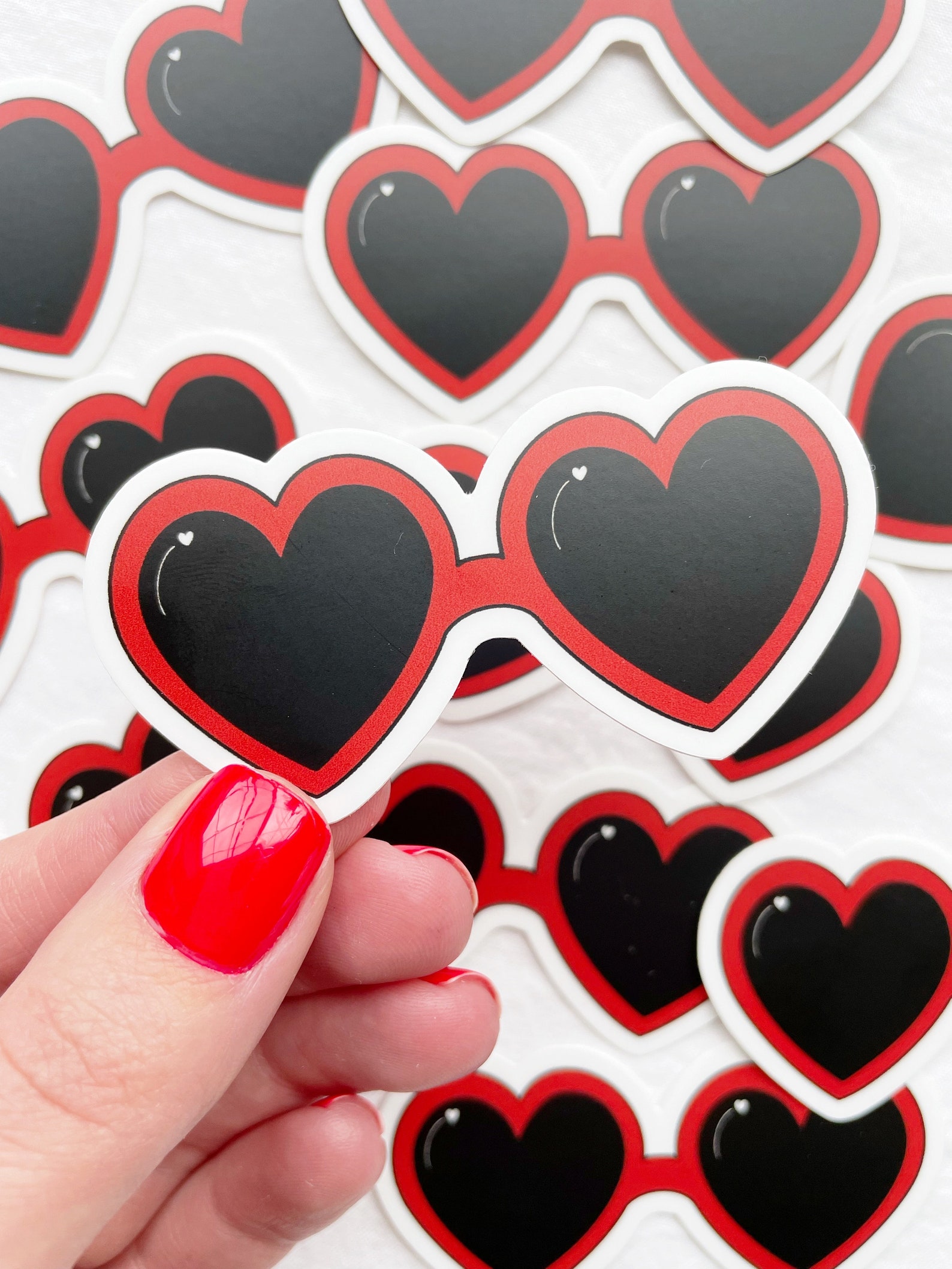 Red Heart Sunglasses Sticker, Waterproof Vinyl Decal, Kindle, Laptop - Etsy