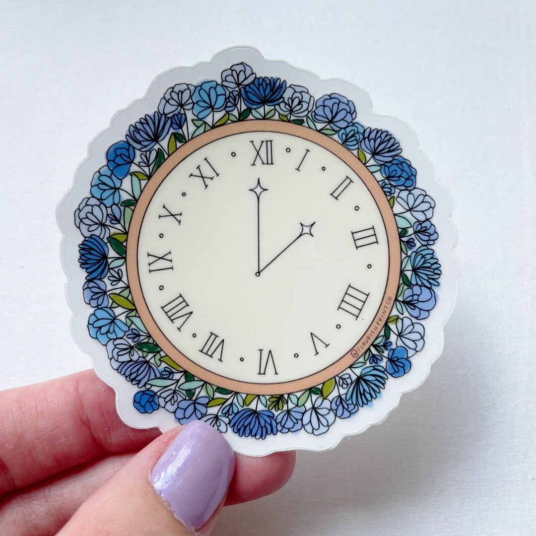 FLORAL CLOCK STICKER, Sticker, Stanley Sticker, Waterproof Sticker ...