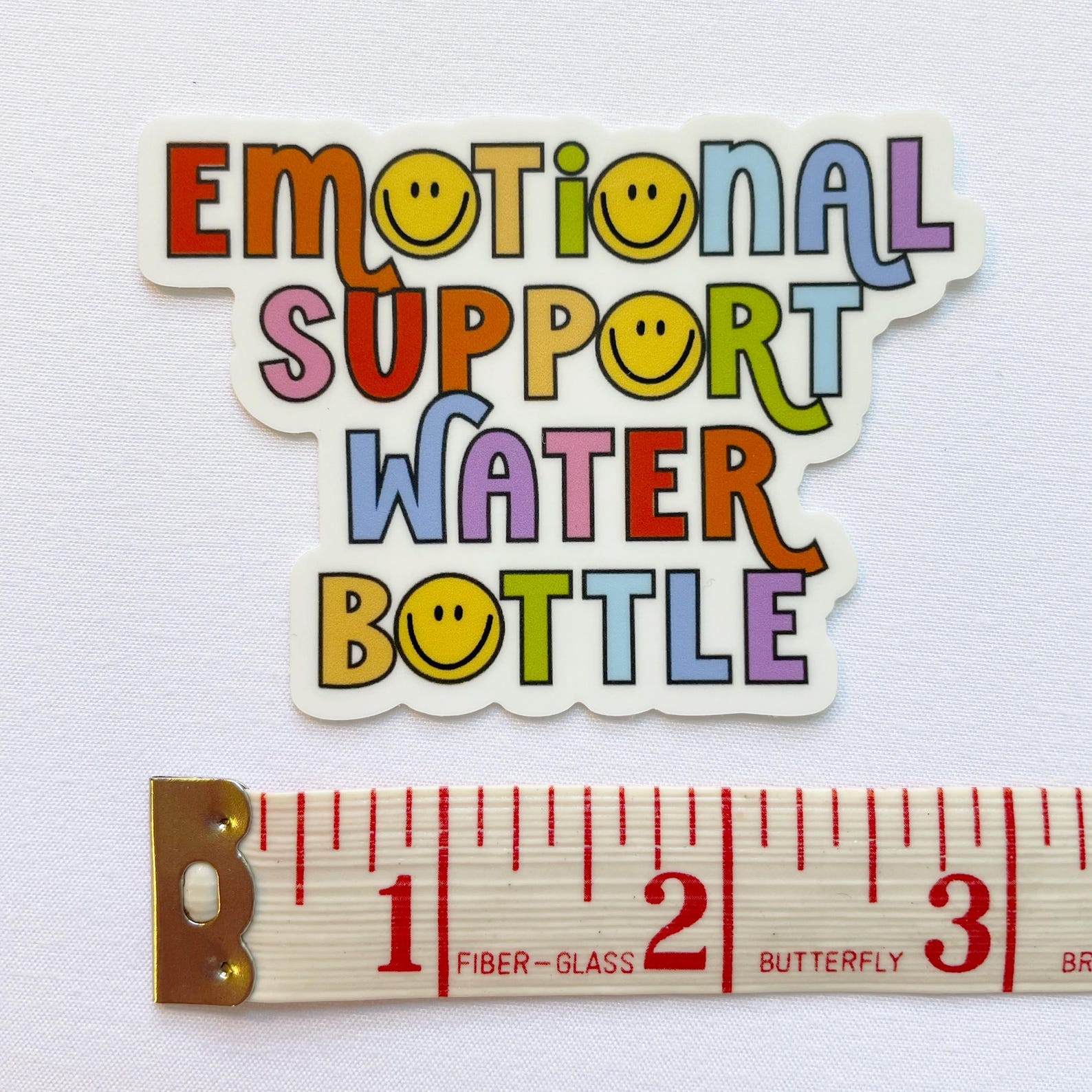 Emotional Support Water Bottle Sticker, Rainbow, Smile Sticker, Vinyl ...