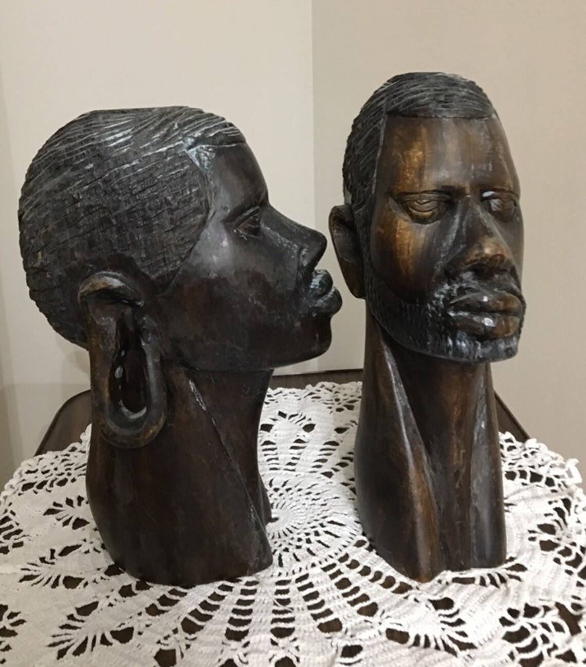 African Busts Hand Carved Male and Female African Busts | Etsy