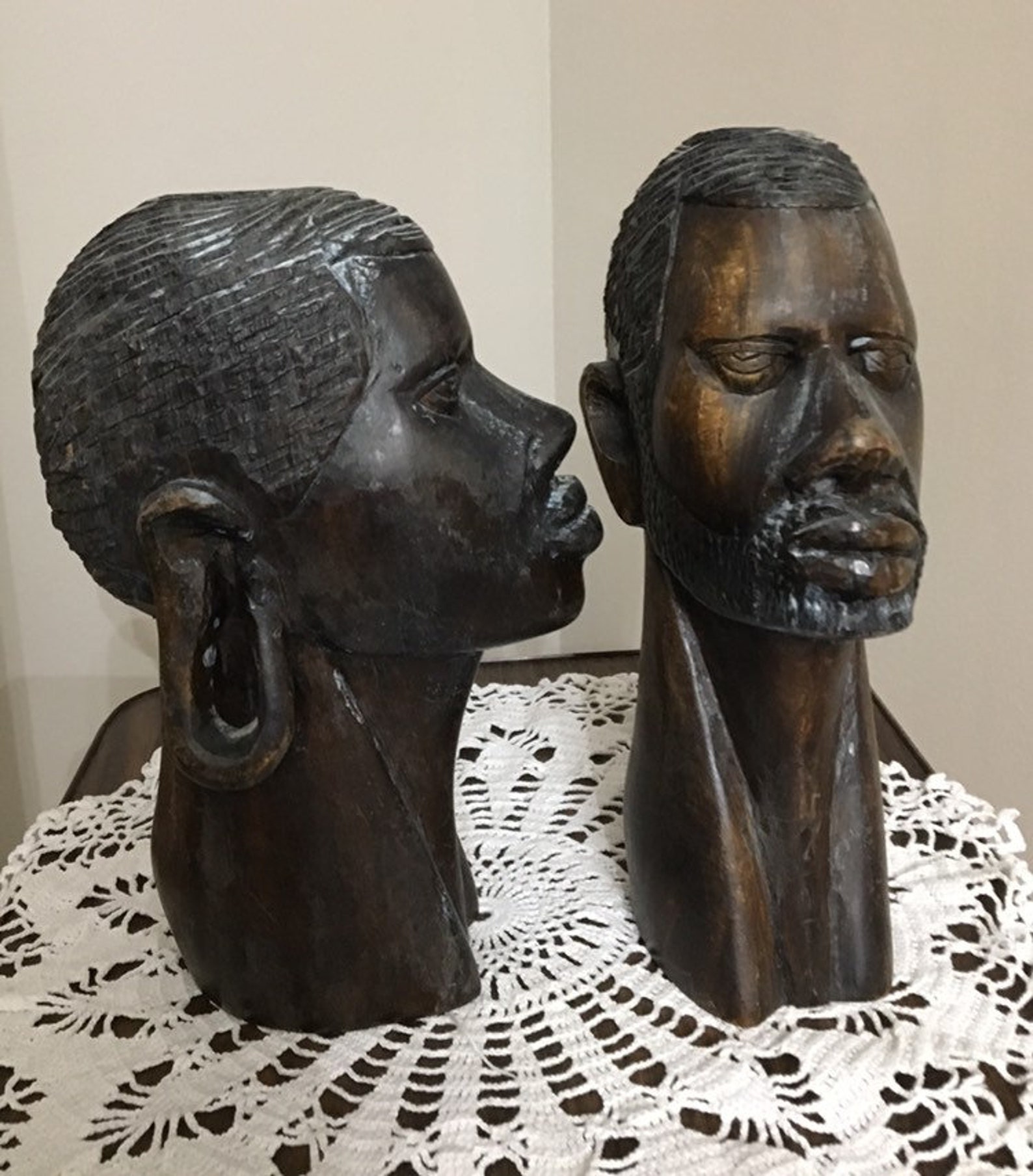 African Busts Hand Carved Male and Female African Busts - Etsy Canada