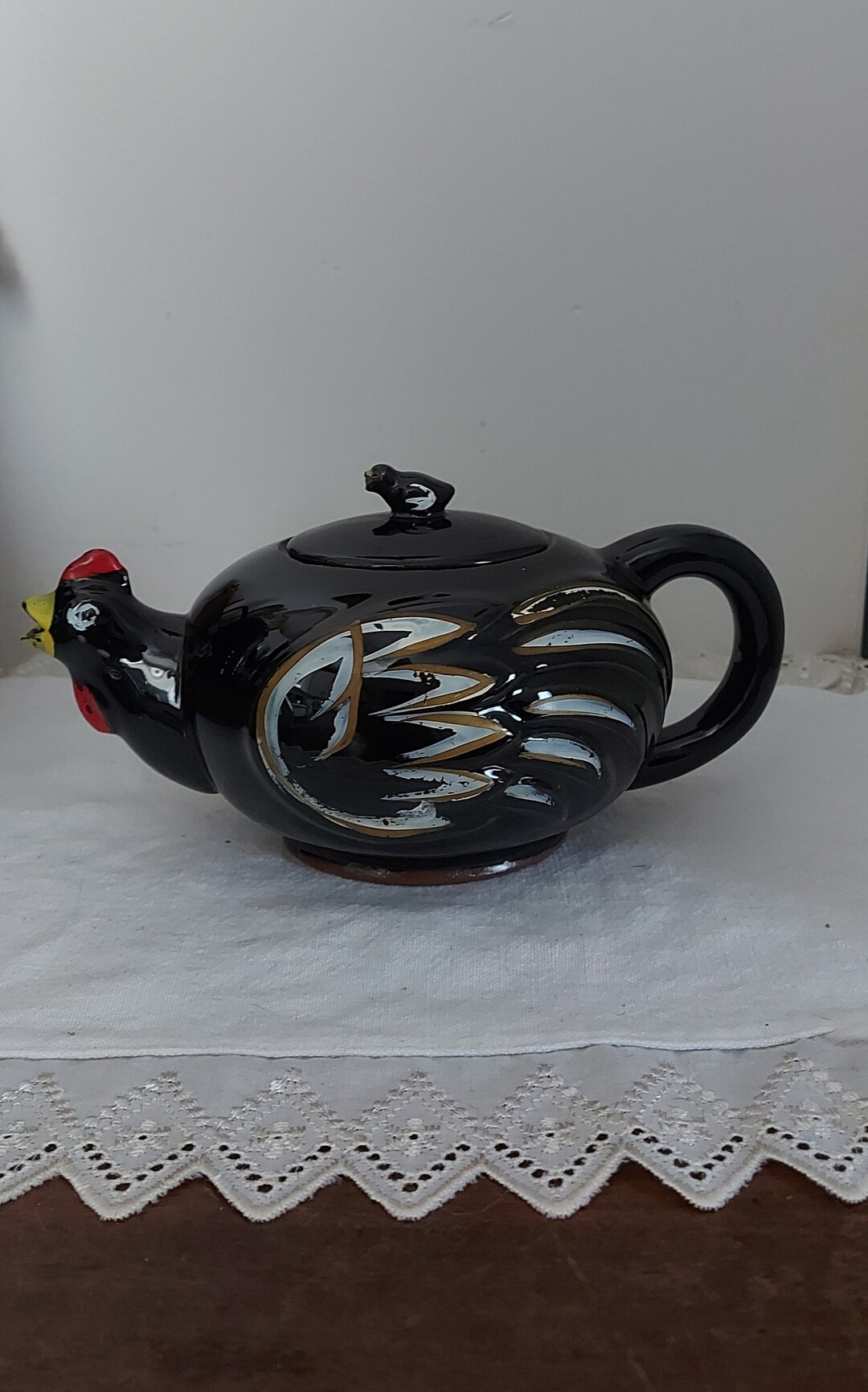 Rooster and Chick Redware Teapot, Farmhouse Teapot - Etsy