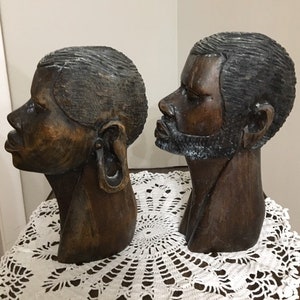 African Busts Hand Carved Male and Female African Busts | Etsy