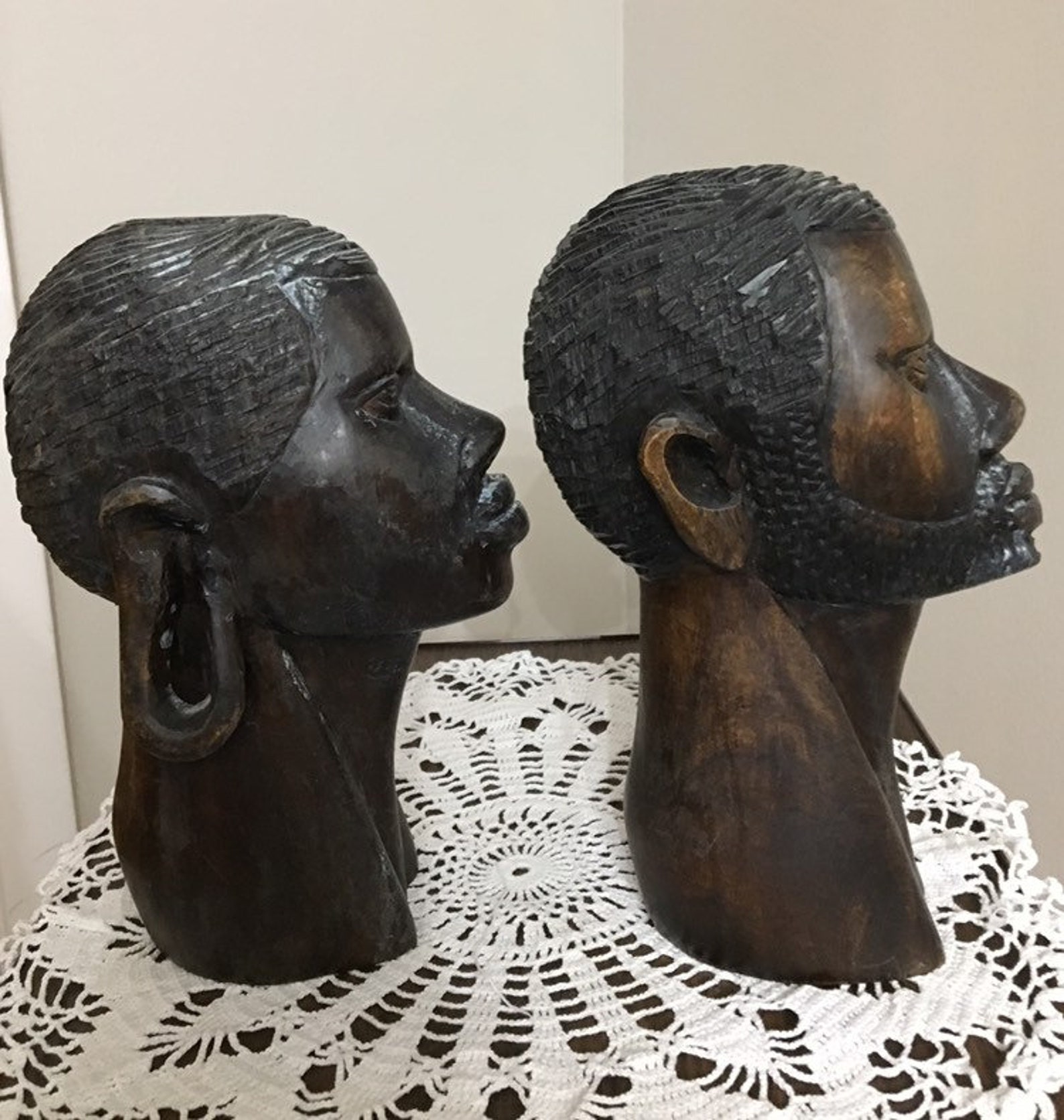 African Busts Hand Carved Male and Female African Busts | Etsy