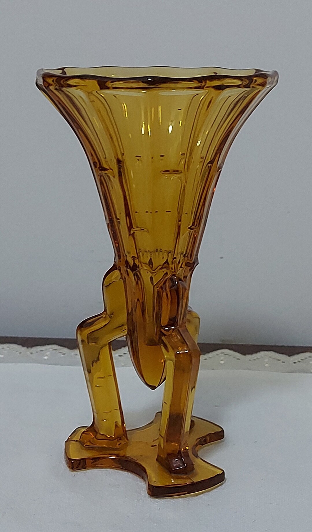 Amber Art Deco Glass Rocket Vase - Etsy