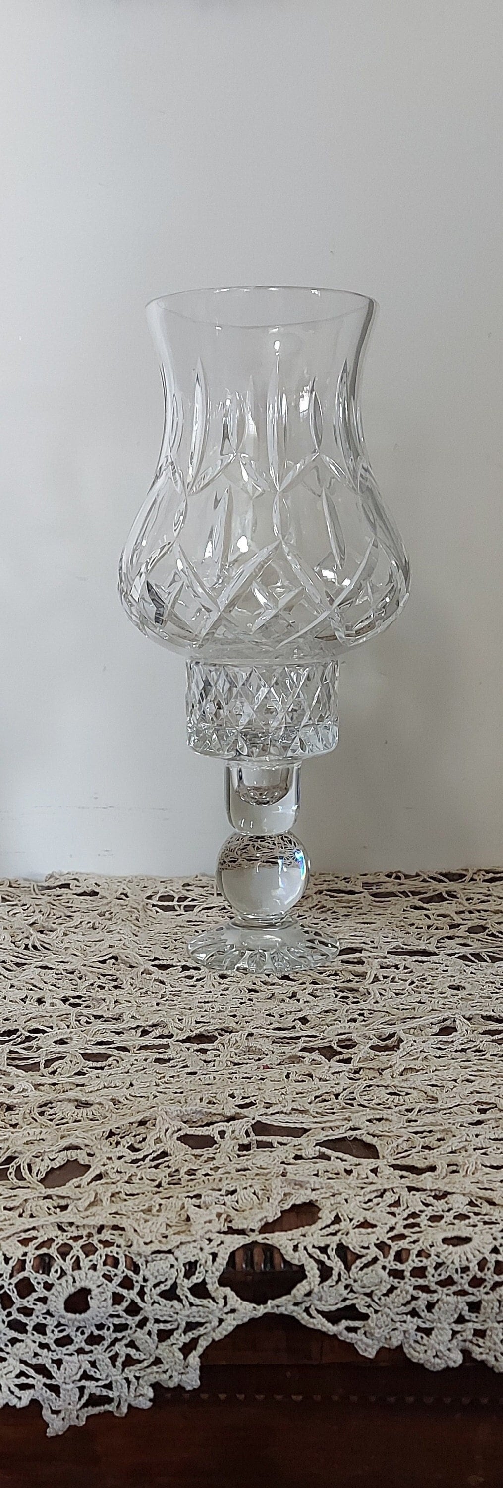 Hurricane Lamp Cut Glass Lead Crystal - Etsy