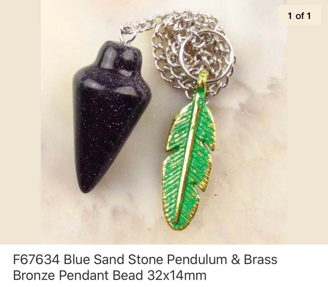 Blue Sand Stone Pendulum Feather Charm Spiritual Guidance Tool - Etsy
