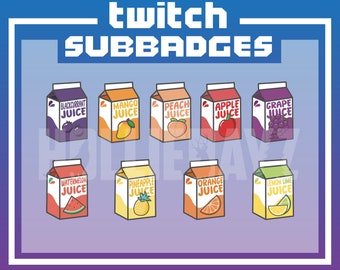 8x Twitch Sub, Bit Badges Fruit Juice Box Sub Badges for Streamer - Etsy