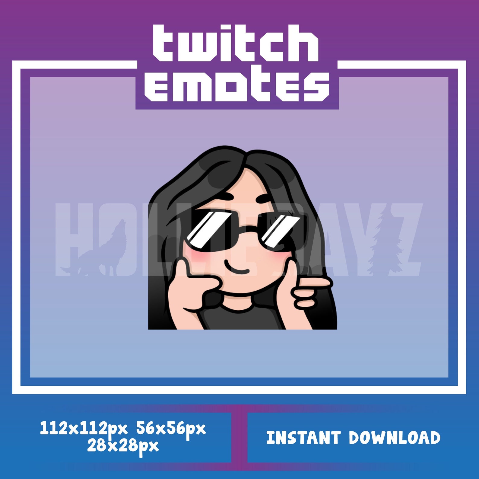Cool Twitch Emote, Black Hair Twitch Emote, Black Hair Female, Female ...