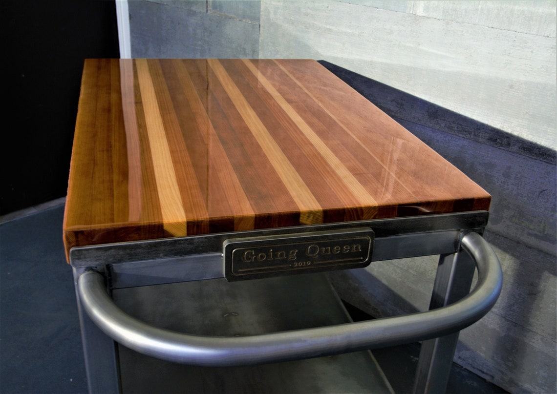 Custom Built Butcher Block Bar Cart or Kitchen Island - Etsy