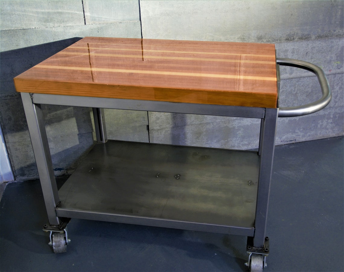 Custom Built Butcher Block Bar Cart or Kitchen Island - Etsy