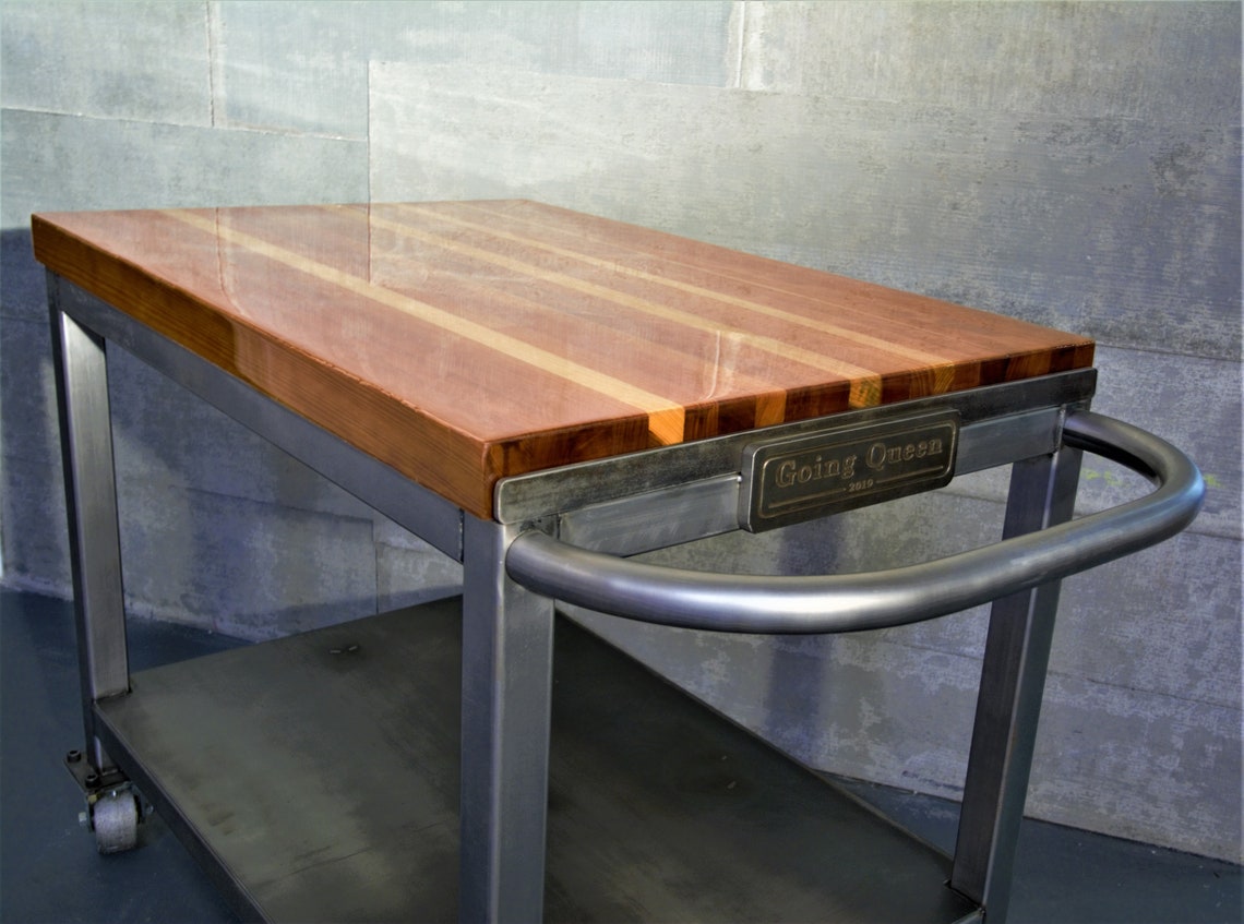 Custom Built Butcher Block Bar Cart or Kitchen Island - Etsy