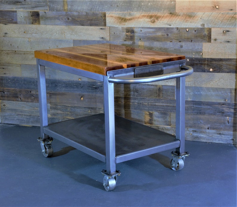 Custom Built Butcher Block Bar Cart or Kitchen Island - Etsy
