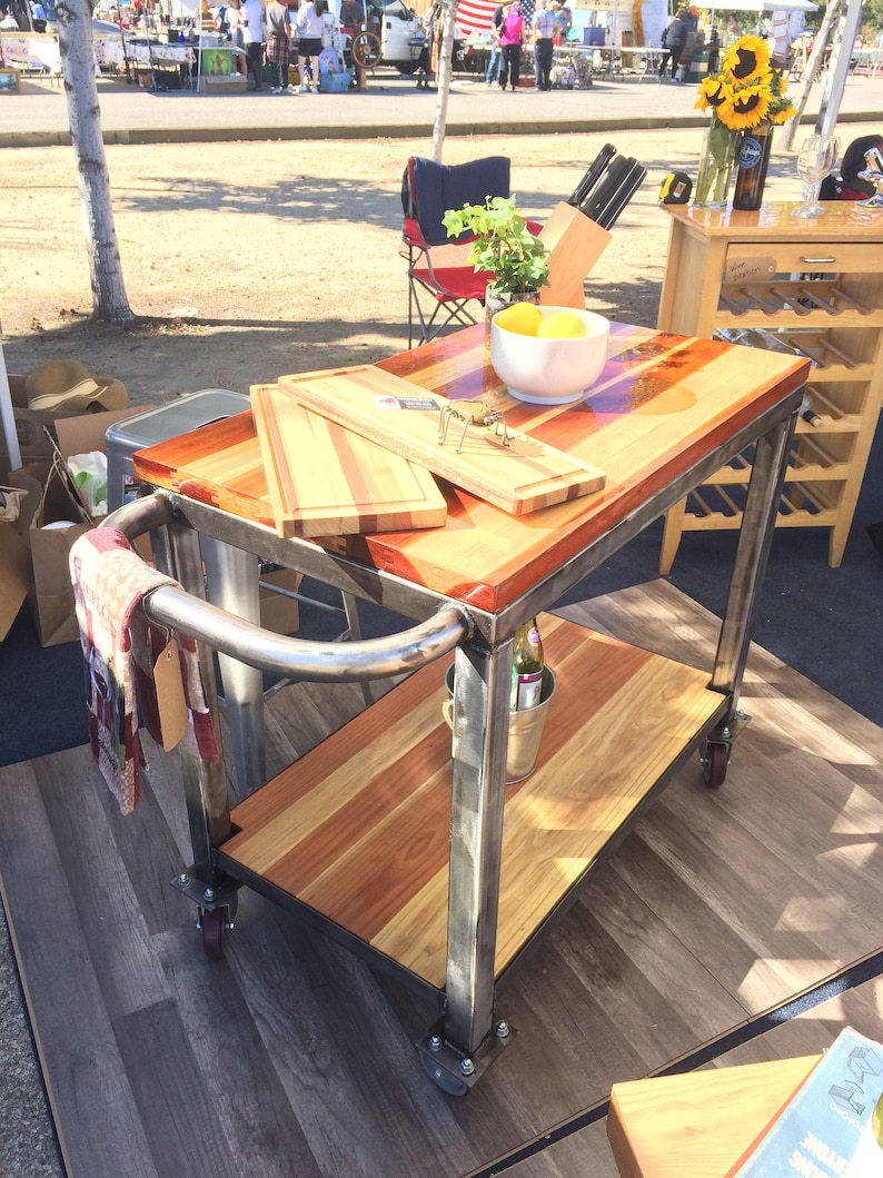 Custom Built Butcher Block Bar Cart or Kitchen Island - Etsy