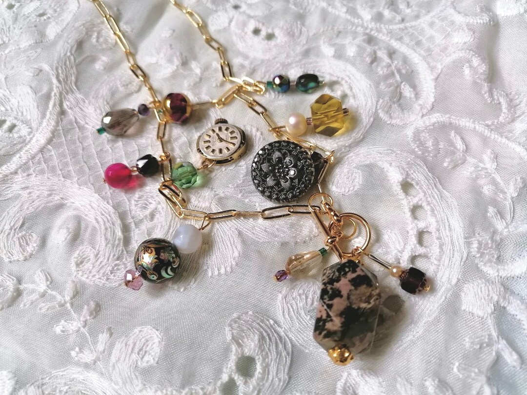 Back in Time Stunning One of a Kind Curio Necklace With Upcycled Ornate ...