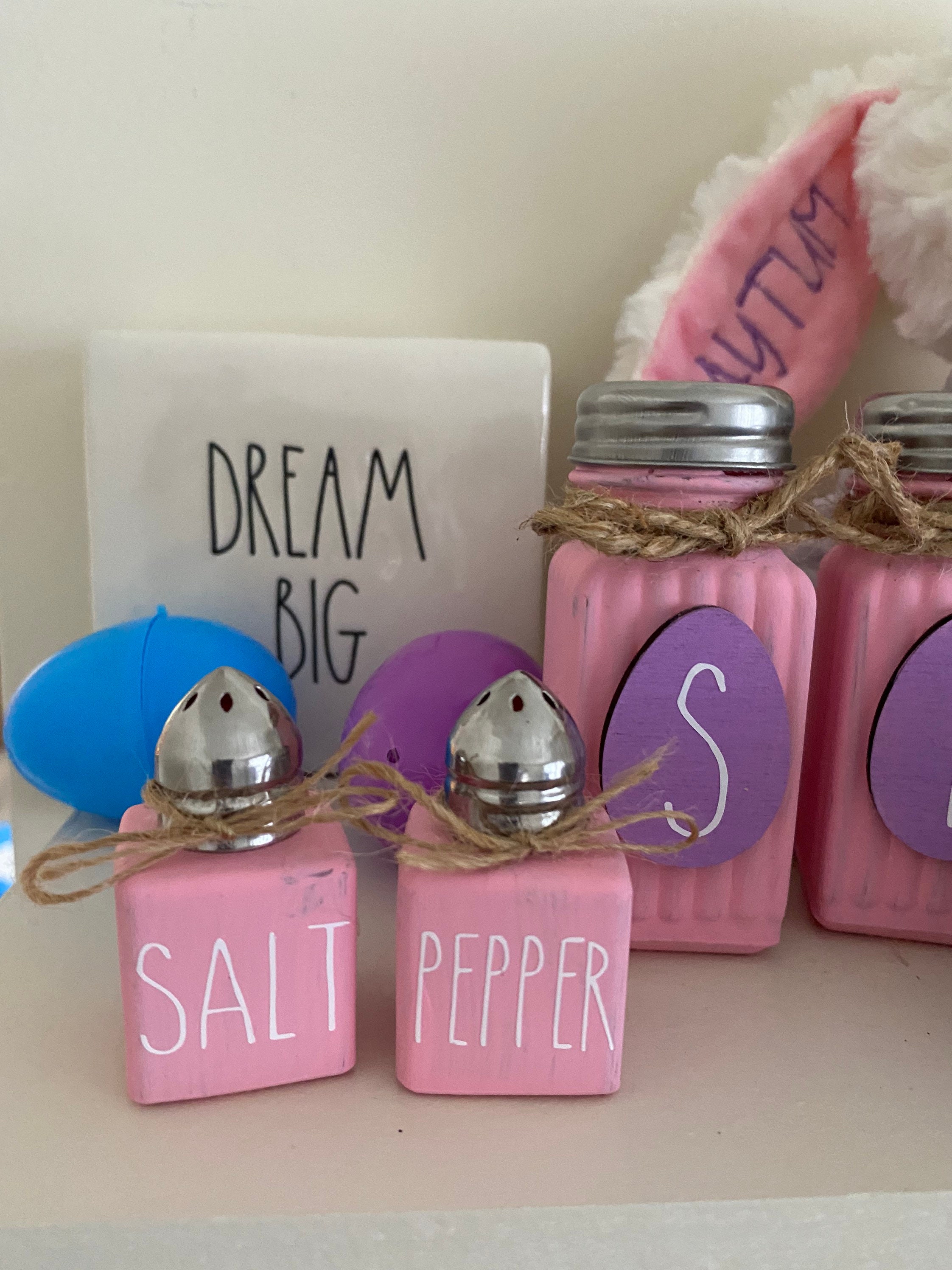 Rae Dunn Inspired Pink Easter Farmhouse Salt and Pepper | Etsy