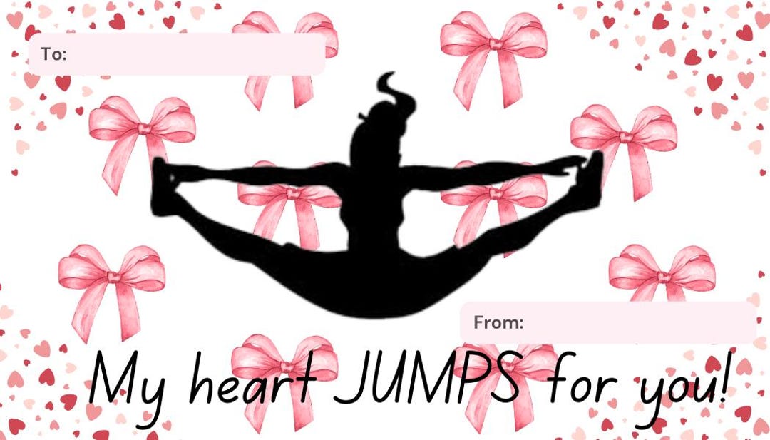 Cheerleading My Heart Jumps for You Downloadable Valentine - Etsy