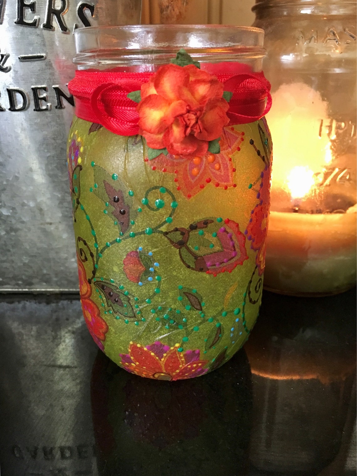 Flower Jar Lighted Jars Lighted Bottles Mason Jar Lights | Etsy