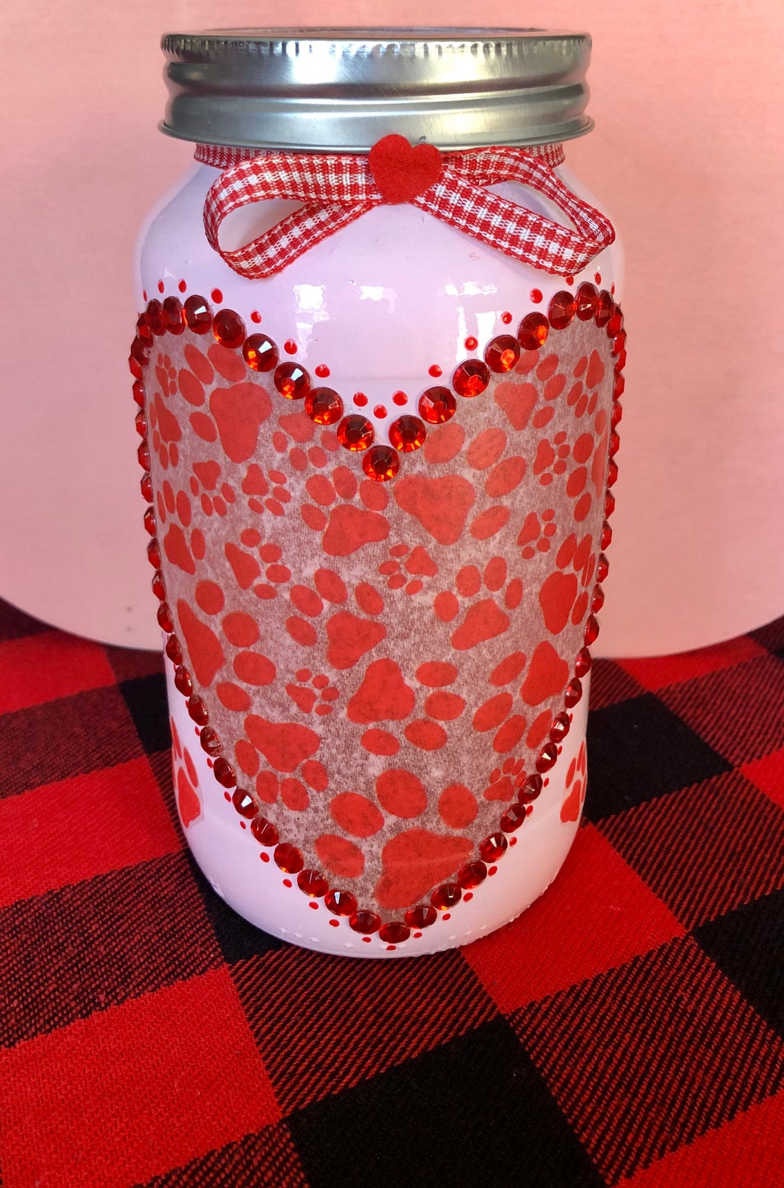 Valentines lighted jars candy hearts jar be my valentine | Etsy
