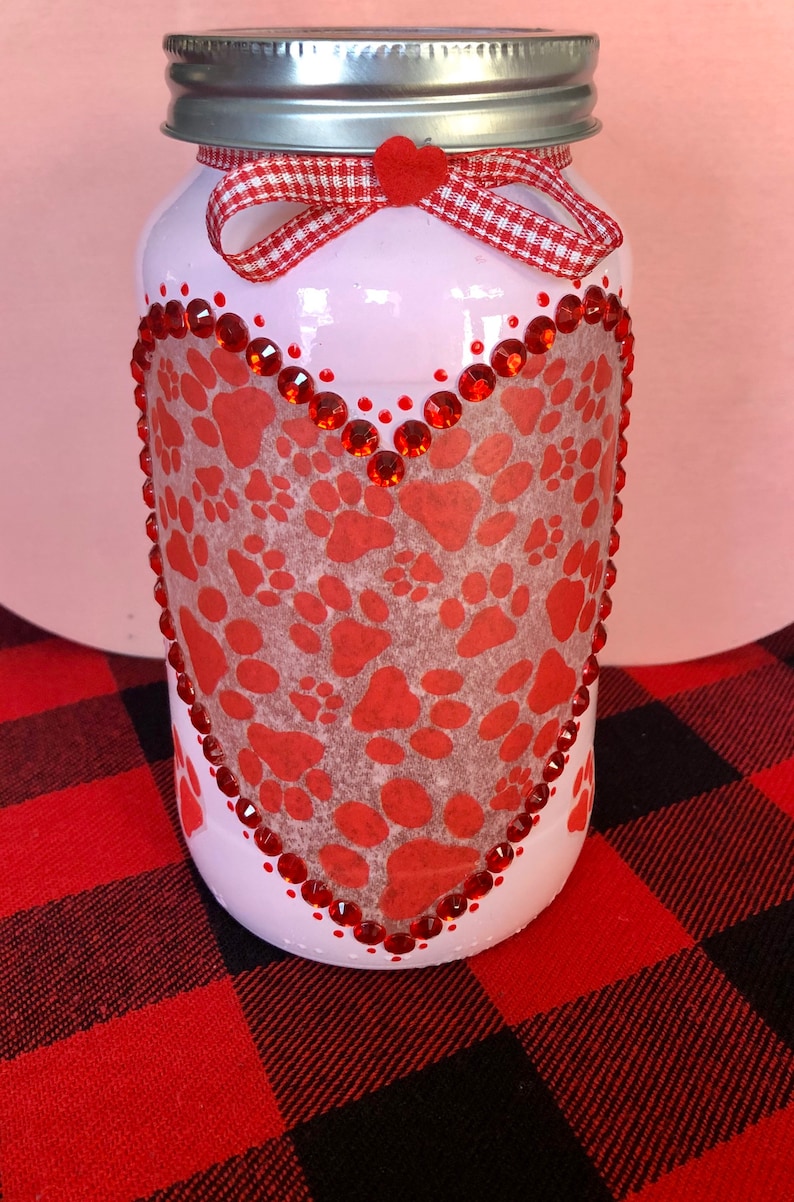 Valentines Lighted Jars Candy Hearts Jar Be My Valentine - Etsy